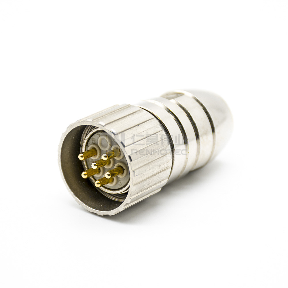 M23 6 Pin Male Straight Field Assembly Plug, Shielded, Screw Contacts ...