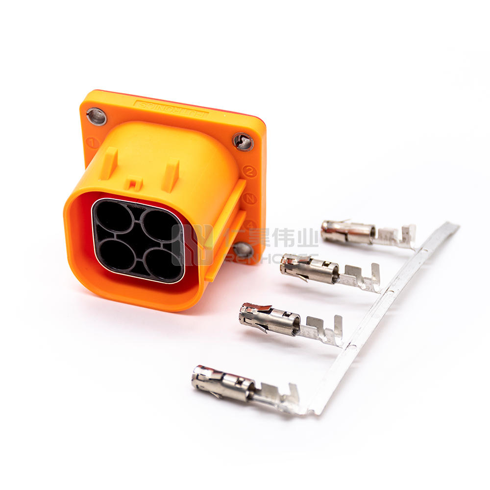 4 POS High Power Electric Vehicle connector Socket 70A 10mm² Shielded ...