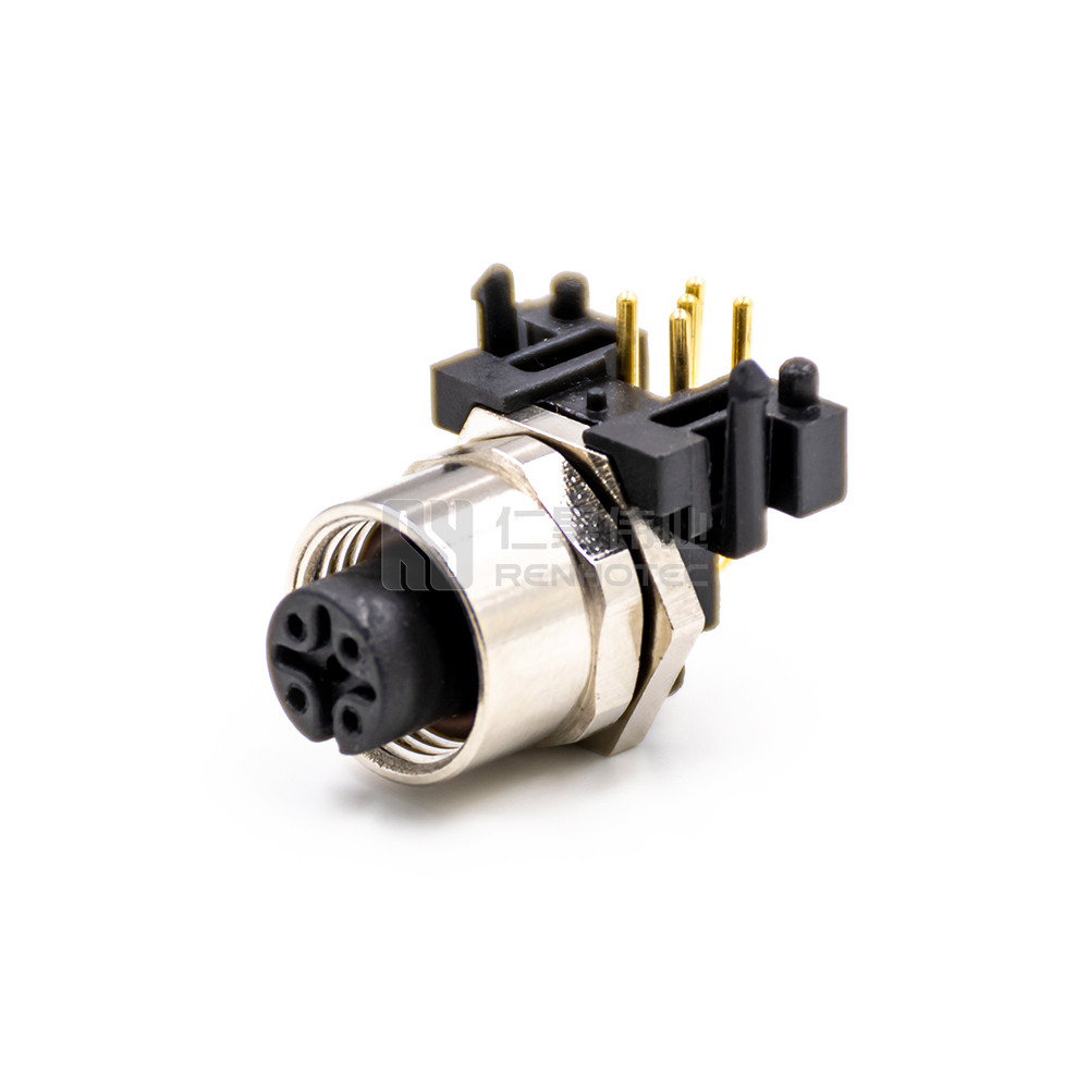 M12 5 Pin Female Right Angle Panel Mount Receptacle, A Code Front ...