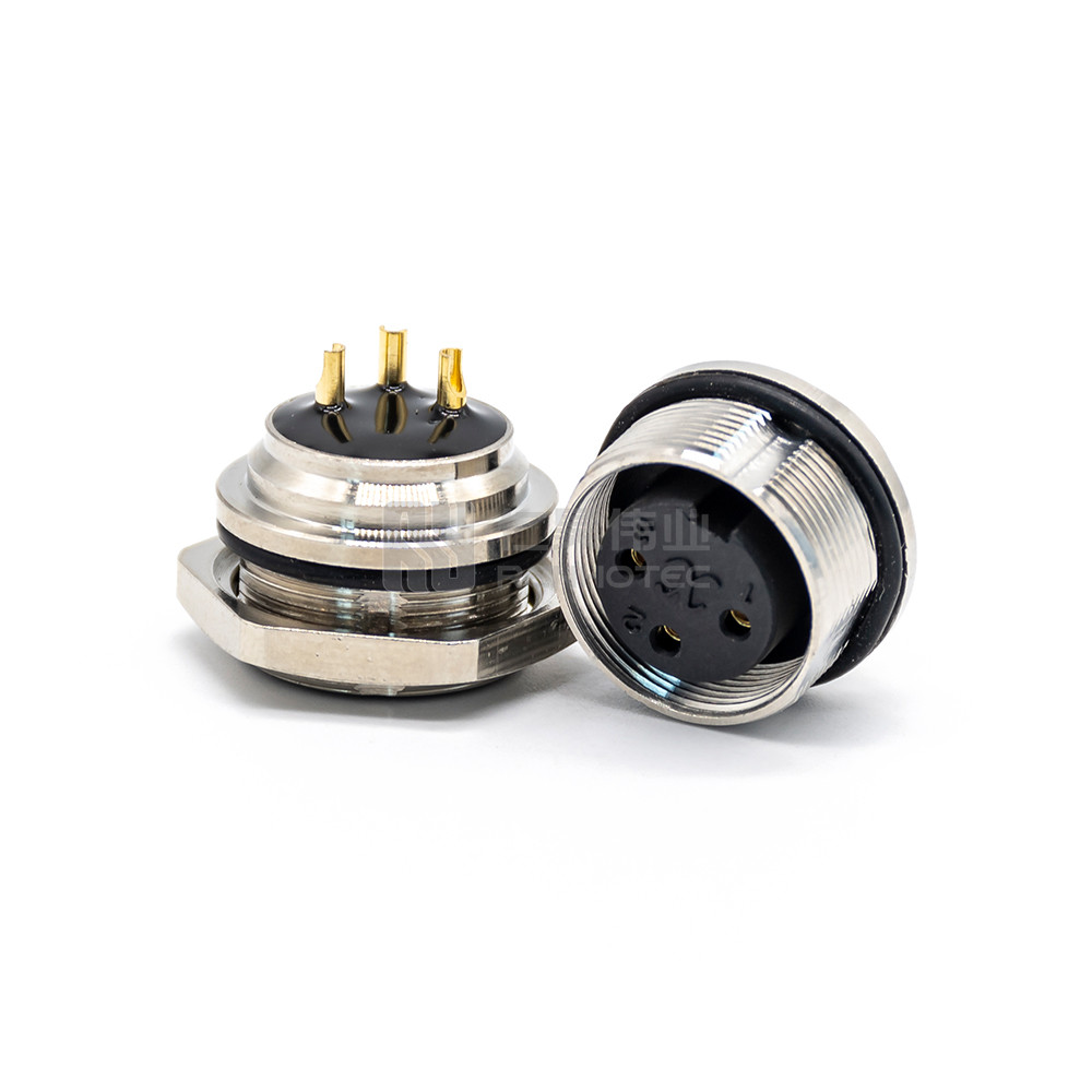 M16 Female Panel Mounting Socket 3Pos A Code Rear Fastened Straight ...