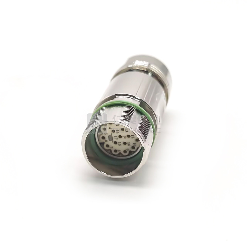 M23 17 Pin Male Straight Field Assembly Docking Plug, E Code Shielded ...