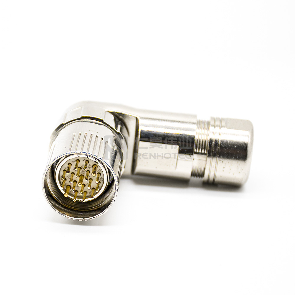 Circular Connectors M23 Male Right Angle Plug 19 Male pin A Code Screw ...