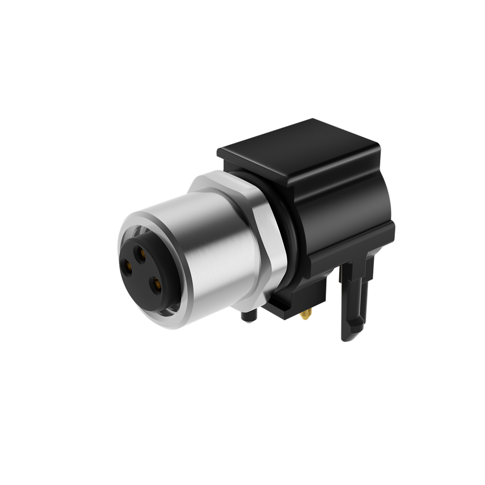 M8 3 Pin Female Right Angle Panel Mount Receptacle, A Code Unshielded ...