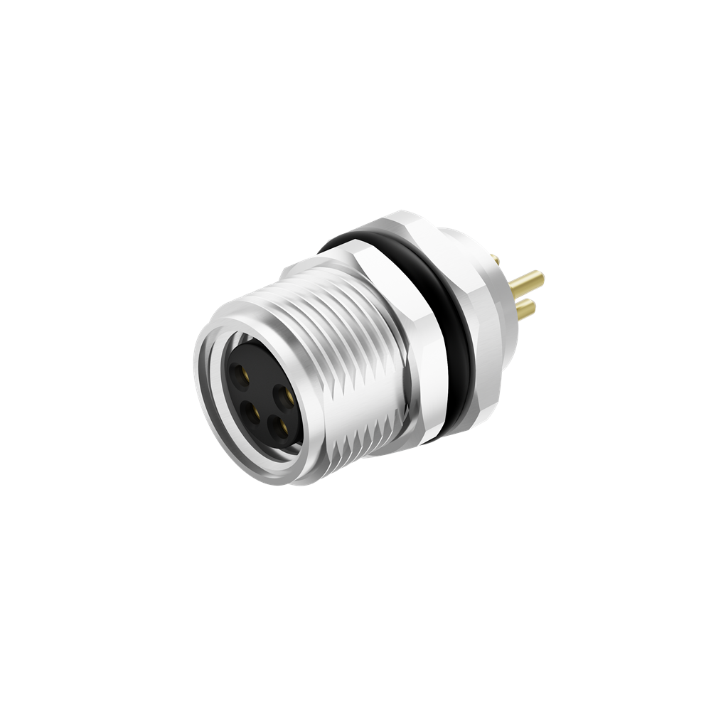 M8 4 Pin Female Straight Panel Mount Receptacle, A Code Front Fastened ...