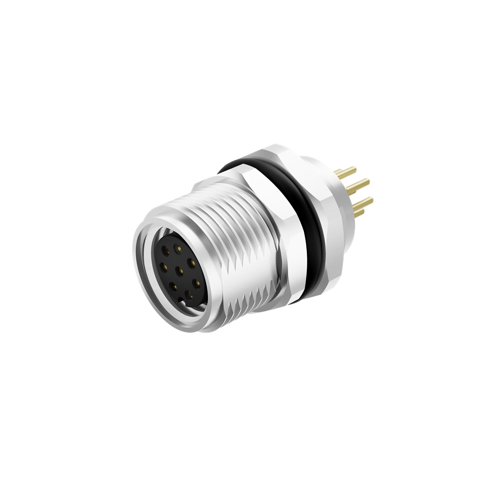 M8 8 Pin Female Straight Panel Mount Receptacle, A Code Front Fastened ...