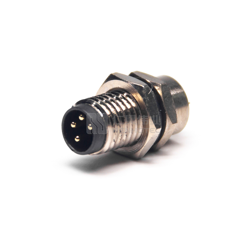 M8 Male Panel Mount Receptacle 4 Pin A Code Front Fastened Straight ...