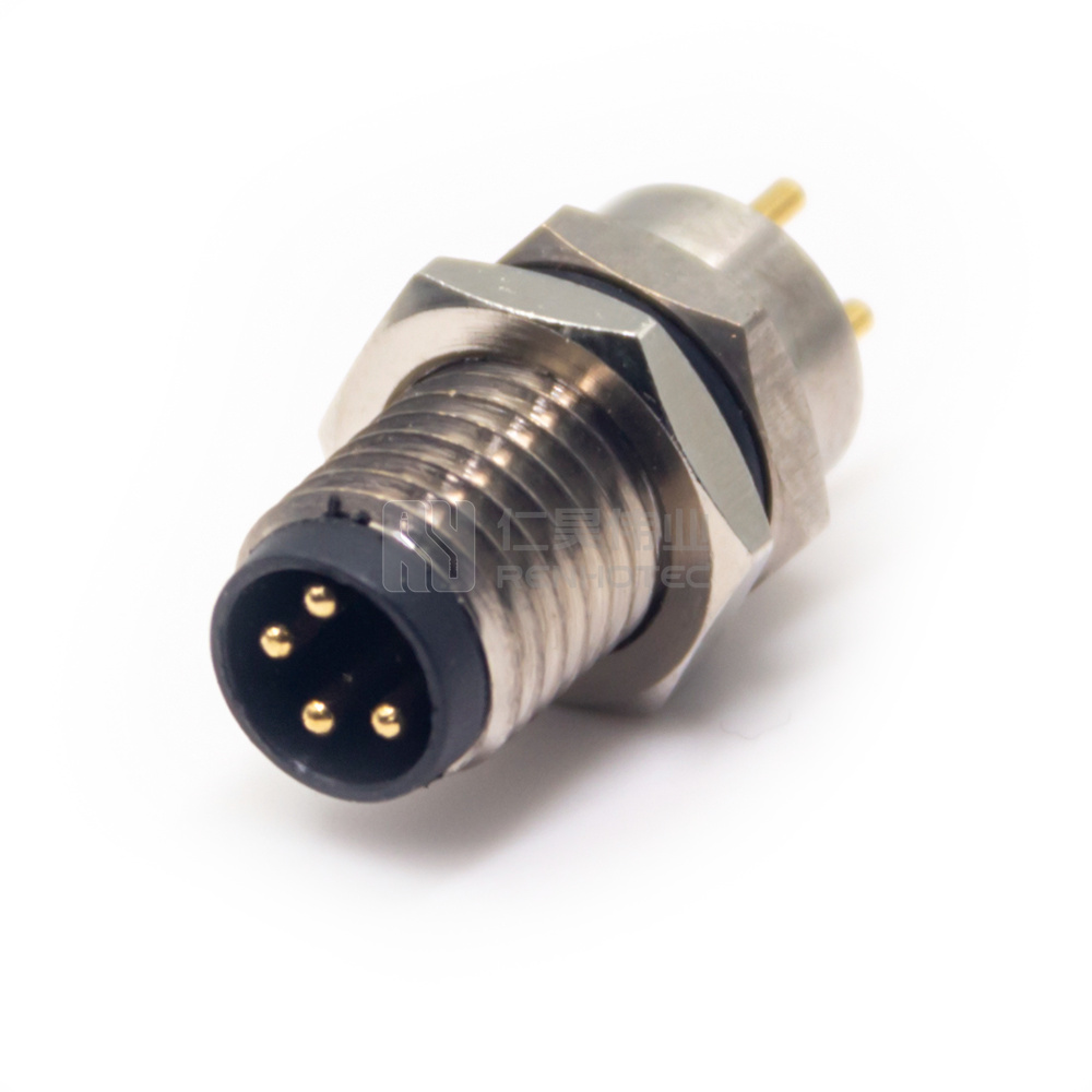 M8 Male Panel Mount Receptacle 4 Pin A Code Front Fastened Straight PCB ...