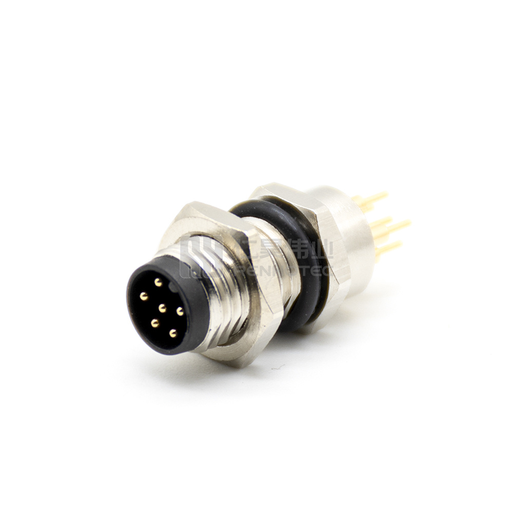 M8 Male Panel Mount Receptacle 6 Pin A Code Front Fastened Straight PCB ...