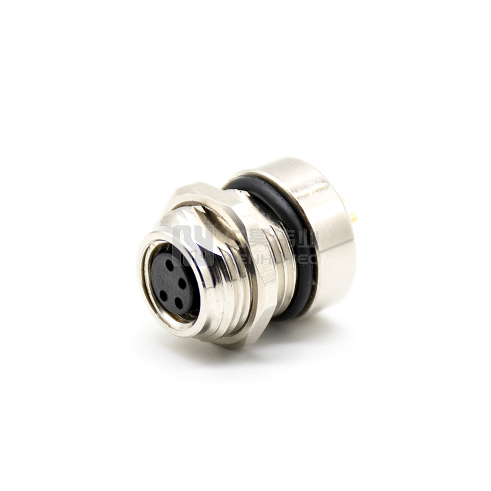 M8 Female Panel Mount Receptacle 4 Pin A Code Front Fastened Straight ...