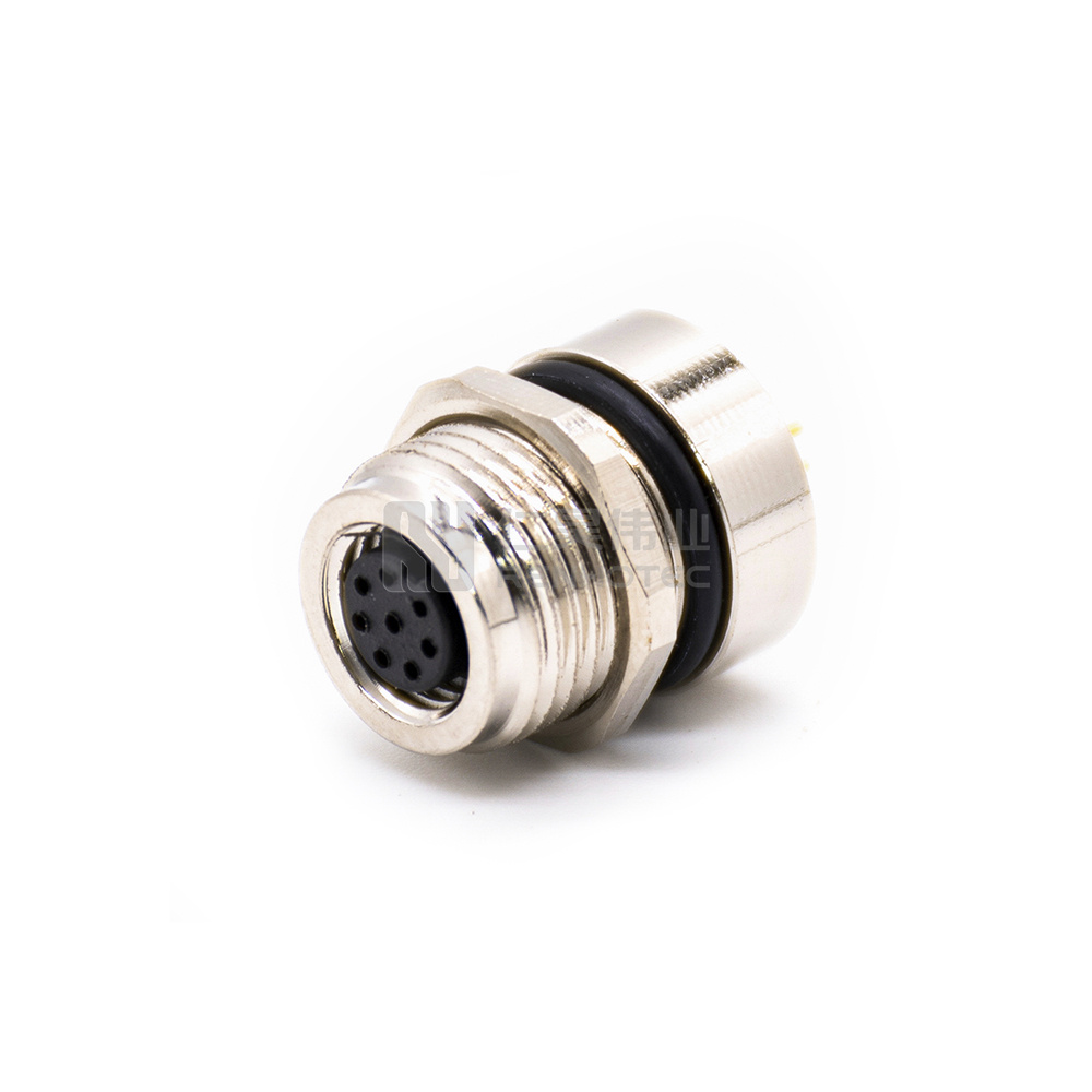 M8 Female Panel Mount Receptacle 8 Pin A Code Front Fastened Straight ...