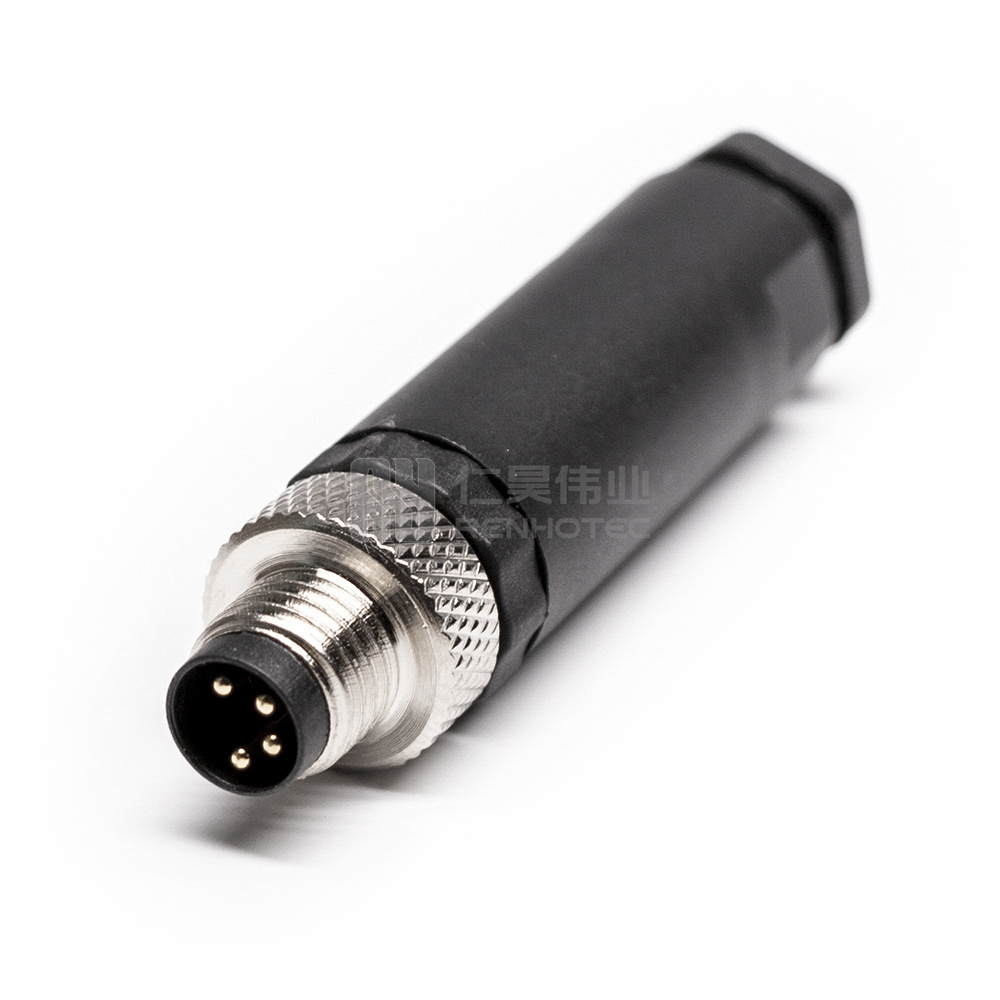 M8 Male Field Wireable Plug 4 Pin A Code Unshielded Straight Screw ...