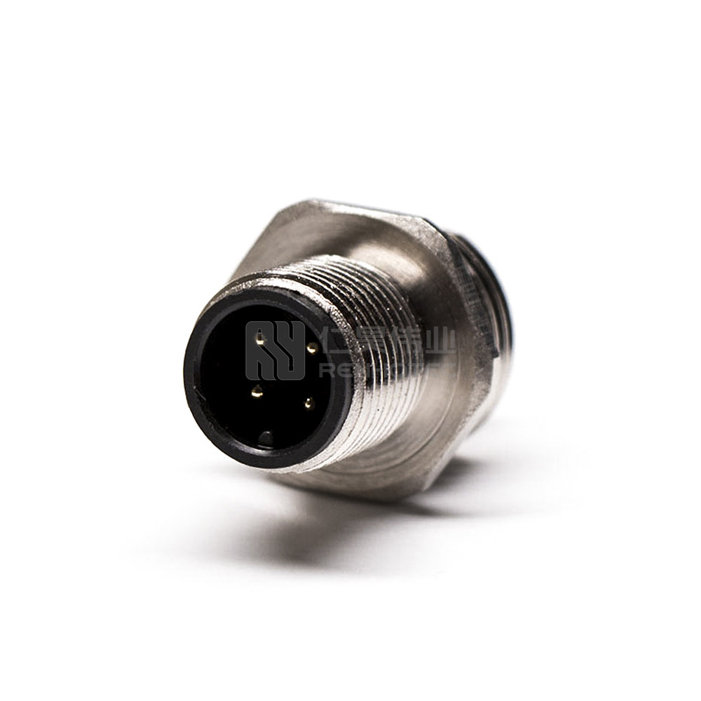 M12 4 Pin Male Straight Panel Mount Receptacle, A Code Rear Fastened ...
