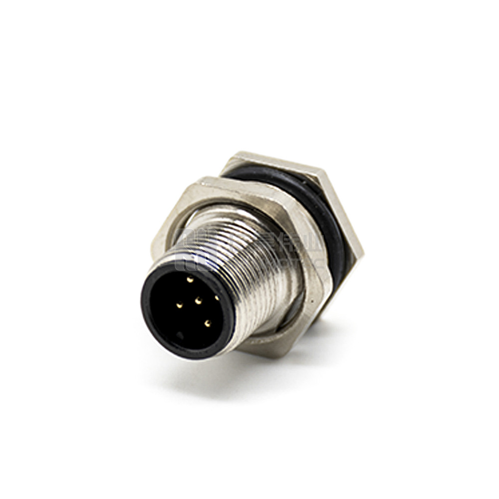 M12 5 Pin Male Straight Panel Mount Receptacle, A Code Front Fastened ...