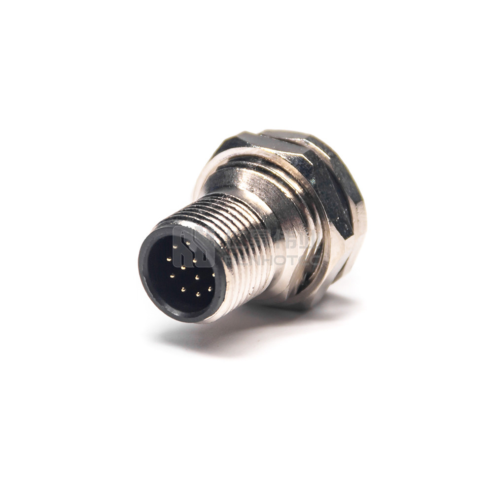 M12 12 Pin Male Straight Panel Mount Receptacle, A Code Front Fastened ...