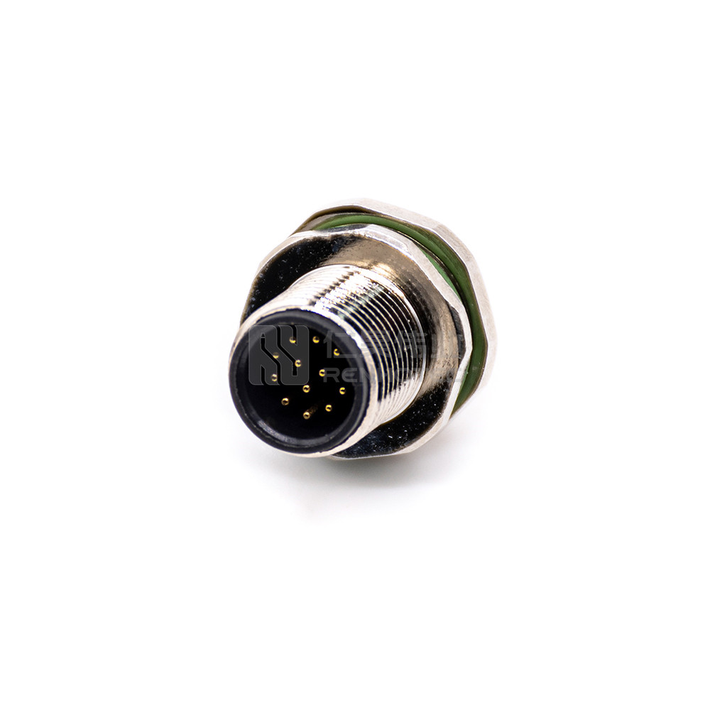 M12 12 Pin Male Straight Panel Mount Receptacle, A Code Rear Fastened ...