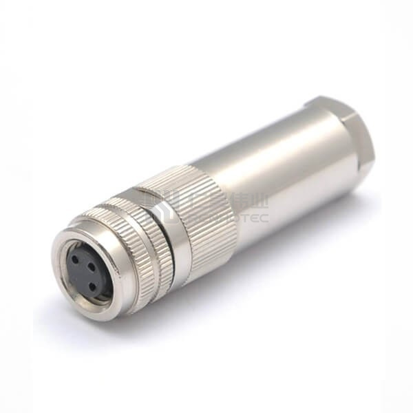 M8 Female Field Wireable Plug 3 Pos A Code Shielded Straight Screw ...