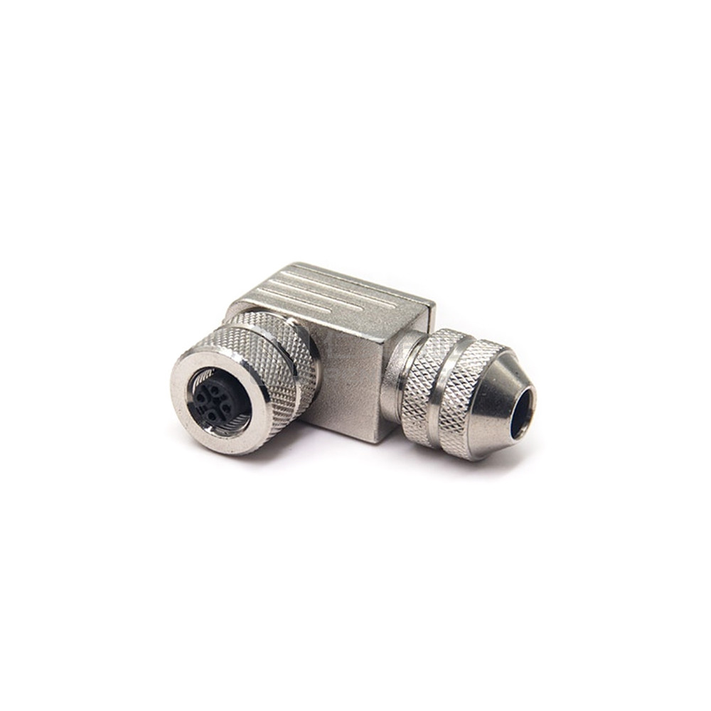Circular Connectors M12 Female Right Angle Plug 4 Pin A Code Screw ...