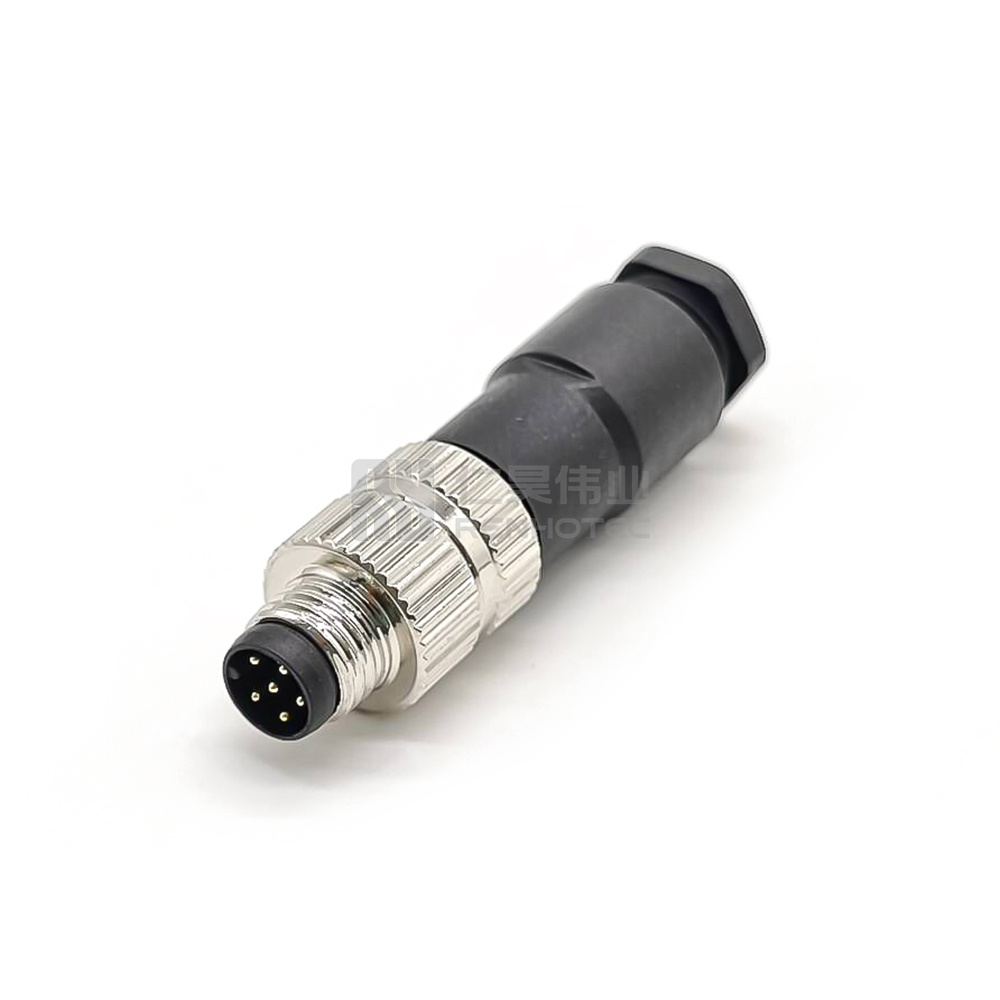 M8 Male Field Wireable Plug 6 Pos A Code Unshielded Straight Solder ...