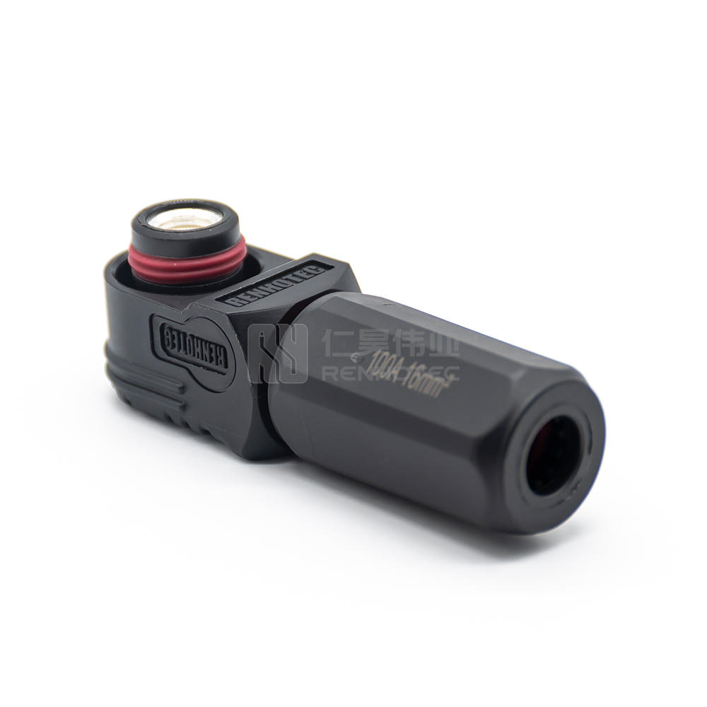 6.0mm Power Entry Connector 100A Cable Plug Right angled 16mm2 Black ...