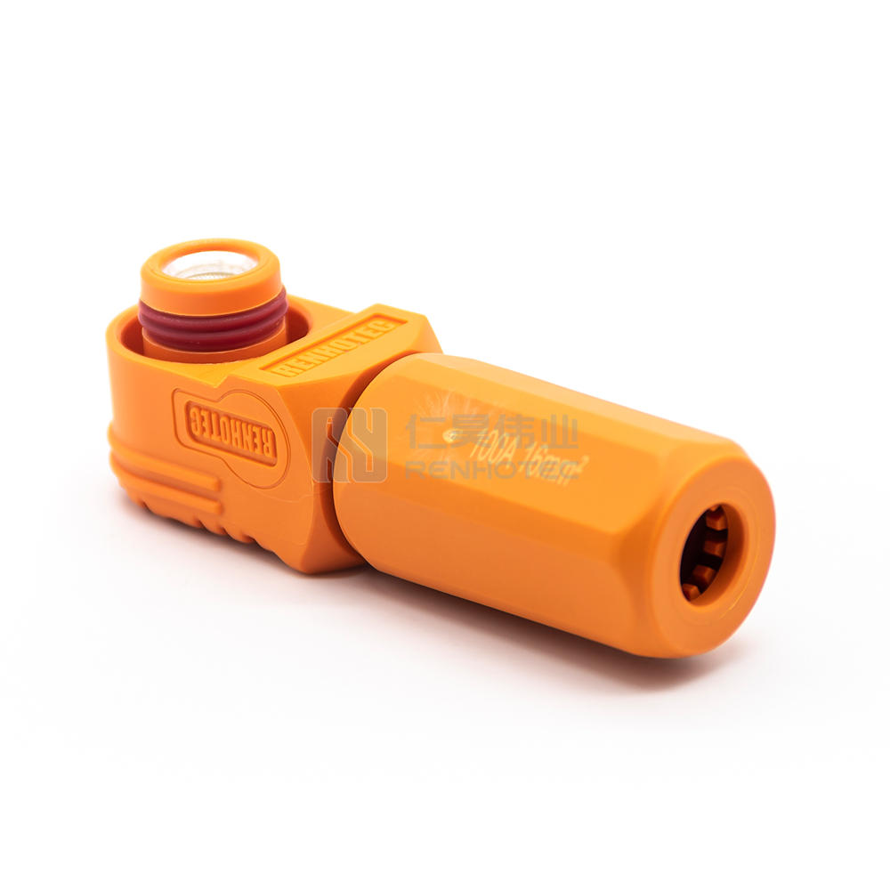 6.0mm Power Entry Connector 100A Cable Plug Right angled 16mm² Orange ...