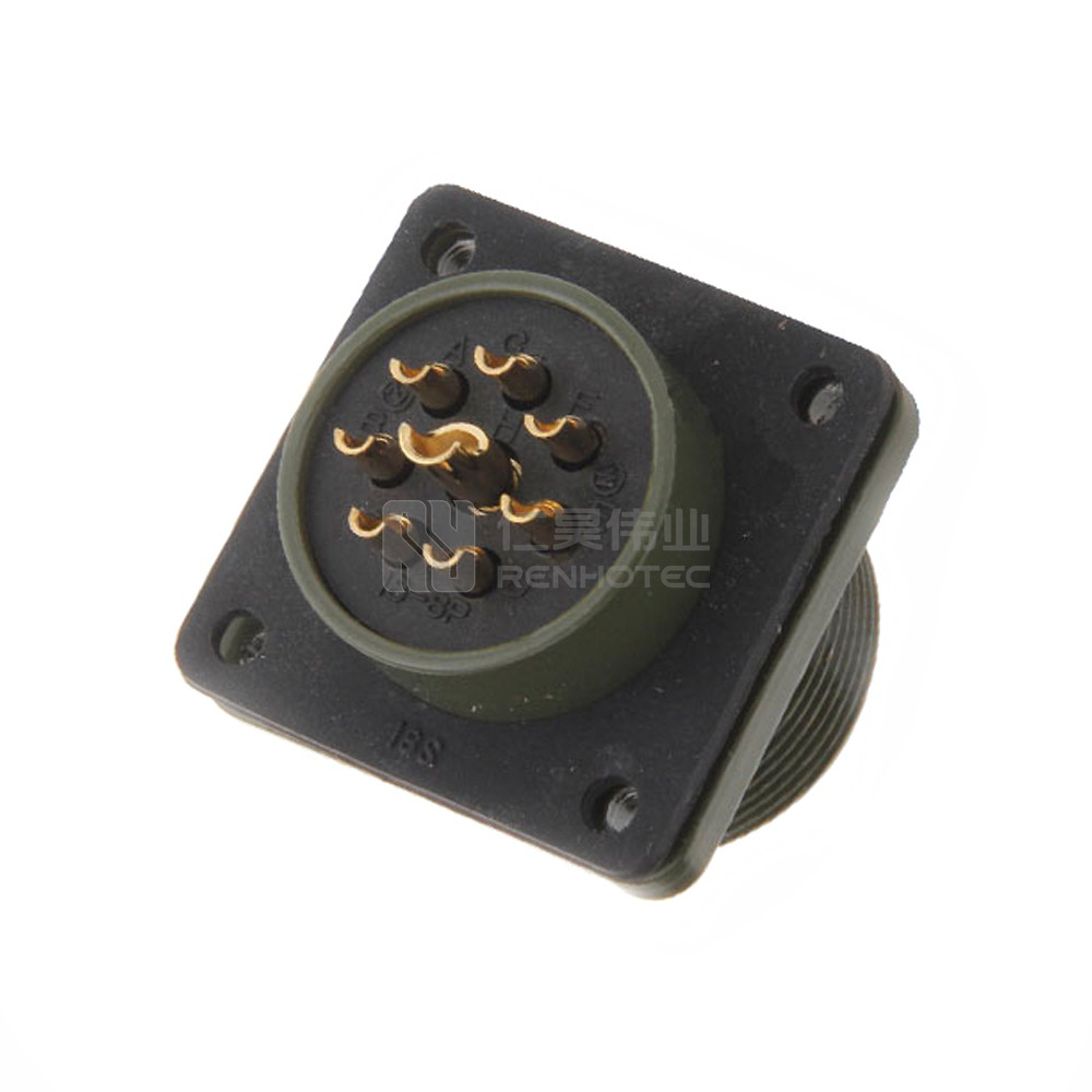 Threaded MS3102A18-8P 8Pin Male Box Mounting Receptacle Solder Cup - Renhotec