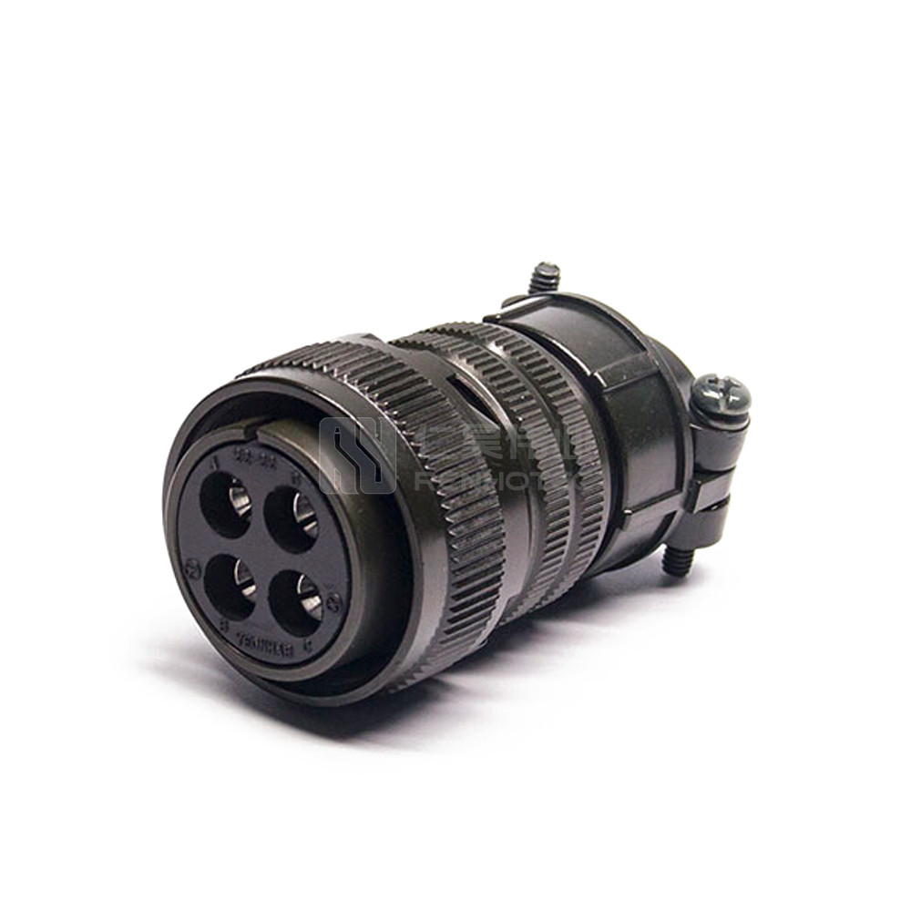 Threaded MS3106A22-22S 4Pin Female Straight Plug Solder Cup - Renhotec