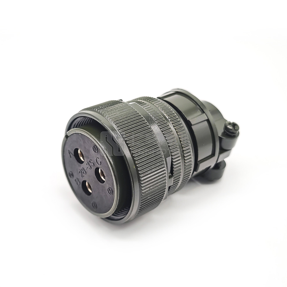 Threaded MS3106A28-3S 3Pin Female Straight Plug Solder Cup - Renhotec