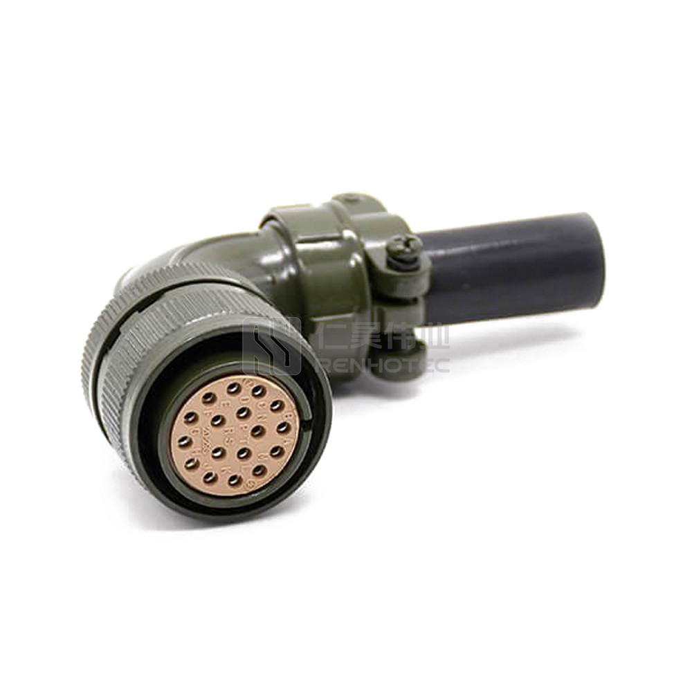 Threaded MS3108A20-29S 17Pin Female Right Angle Plug Solder Cup - Renhotec