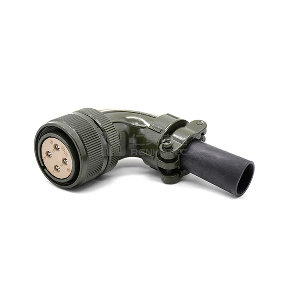 Threaded MS3108A22-22S 4Pin Female Right Angle Plug Solder Cup - Renhotec