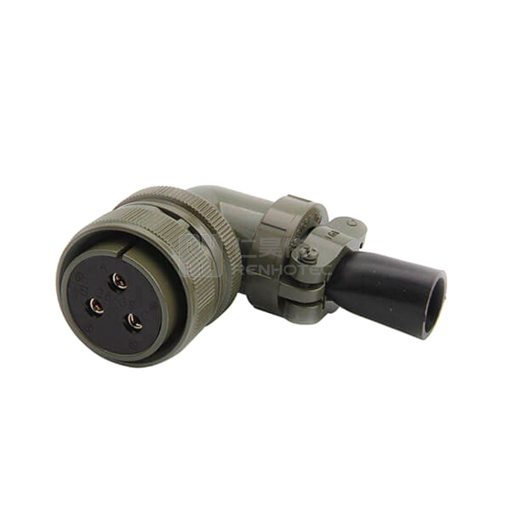 Threaded MS3108A28-3S 3Pin Female Right Angle Plug Solder Cup - Renhotec