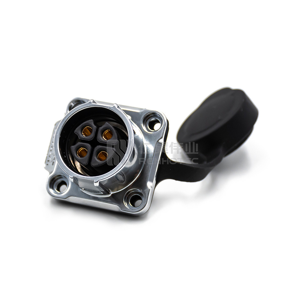 20 Series Full Metal Power Waterproof Connector 4 Pin Receptacle - Renhotec