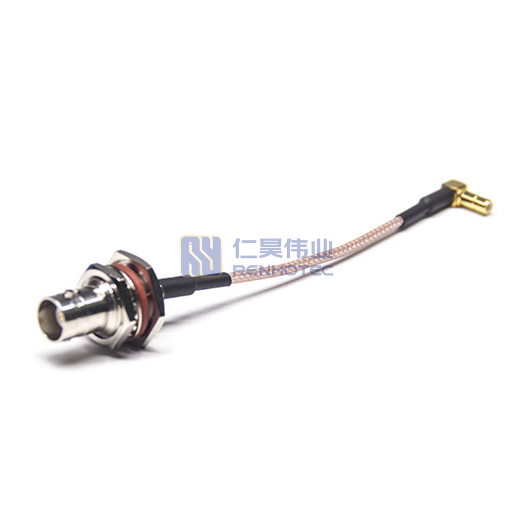 BNC Female Bulkhead Front Side Nut to SMB Female Right Angle Cable ...