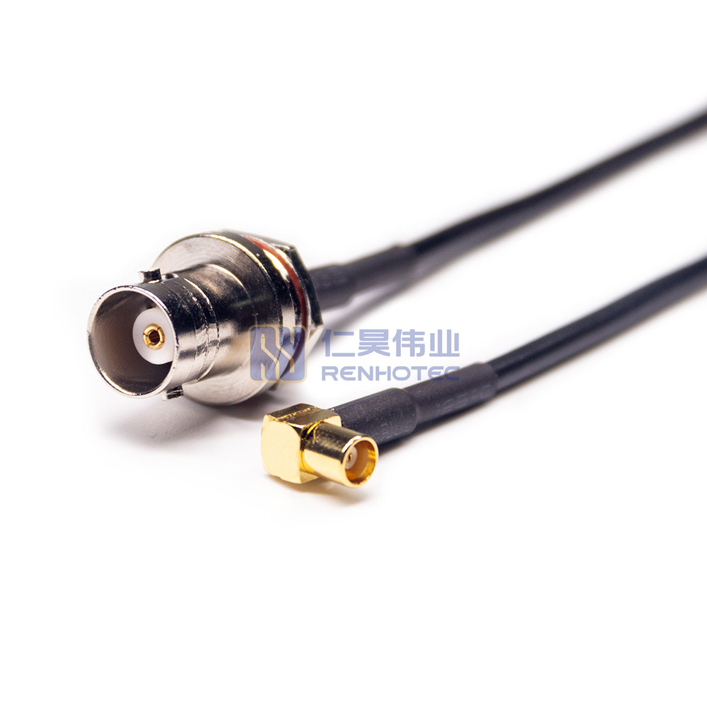 BNC Jack Bulkhead Back Side Nut to MCX Jack Right Angle RF Cable ...