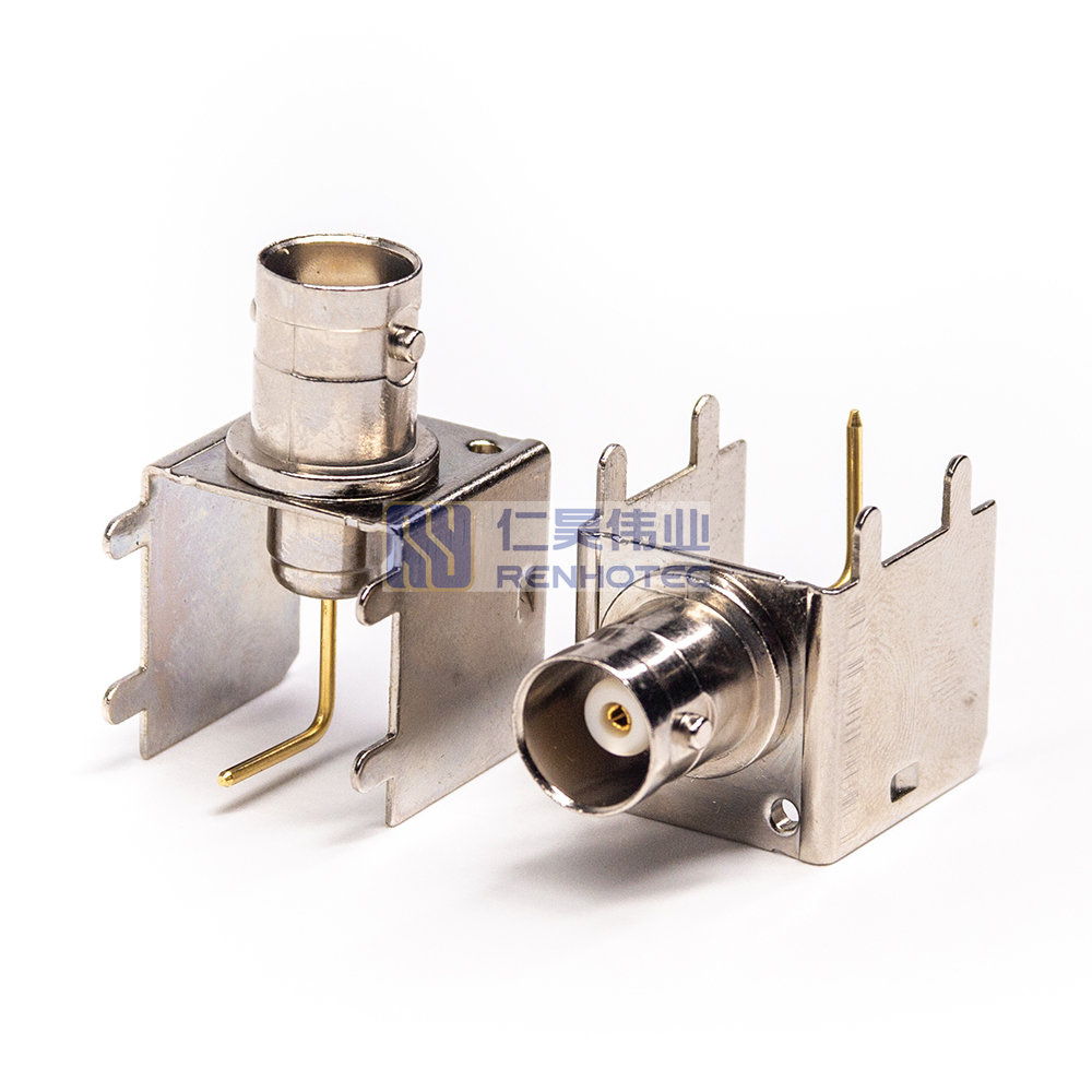 Coaxial Connector BNC Right Angle Jack Connector Panel Mount Through ...
