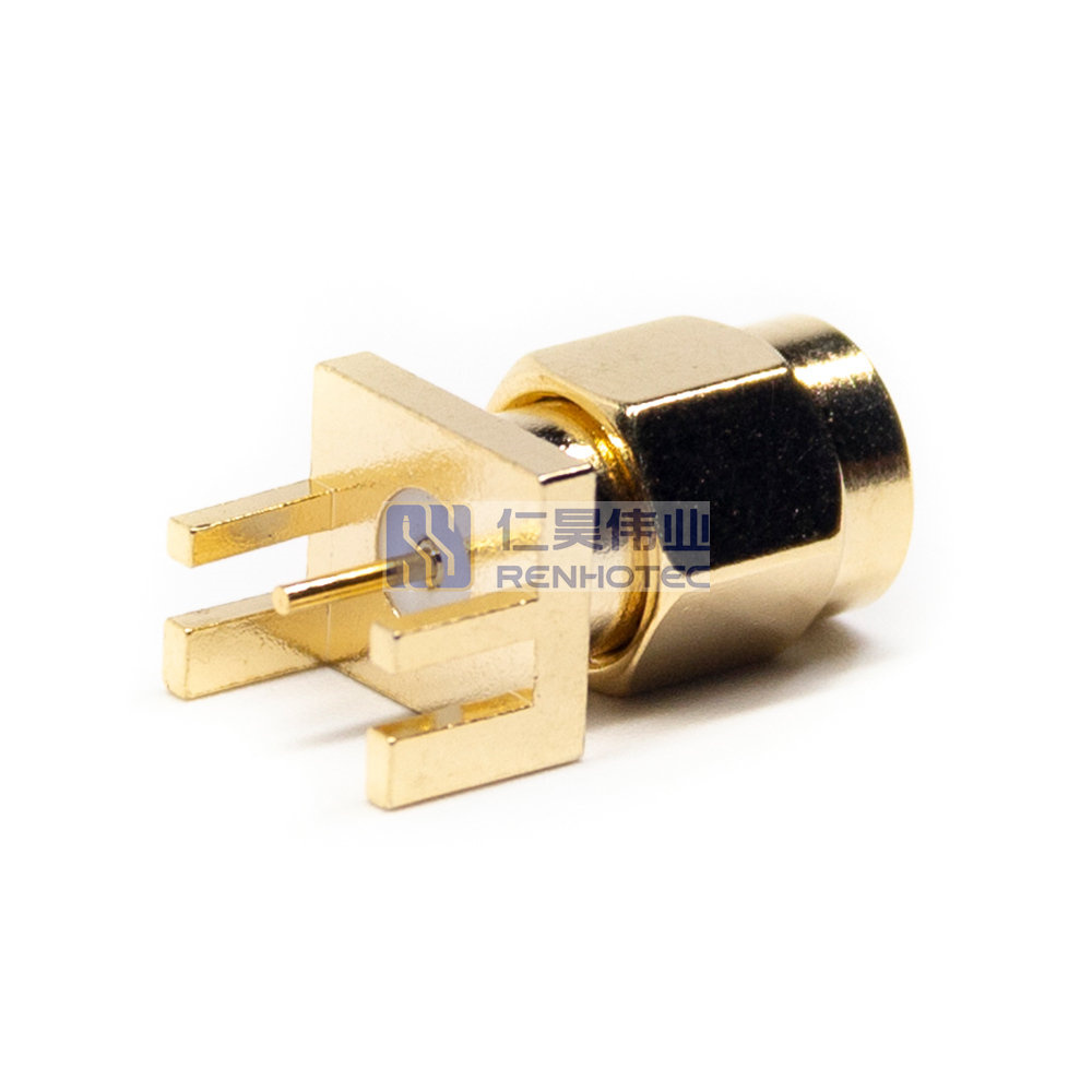 Coaxial Connector SMA Straight Male Male Pin Panel Mount Four Flange 50 ...