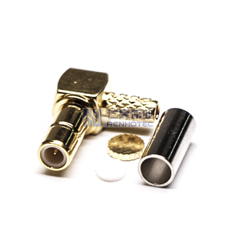 Coaxial ConnectorSMB Right Angle Jack Male Pin Crimp Cable Type 50 Ohm ...