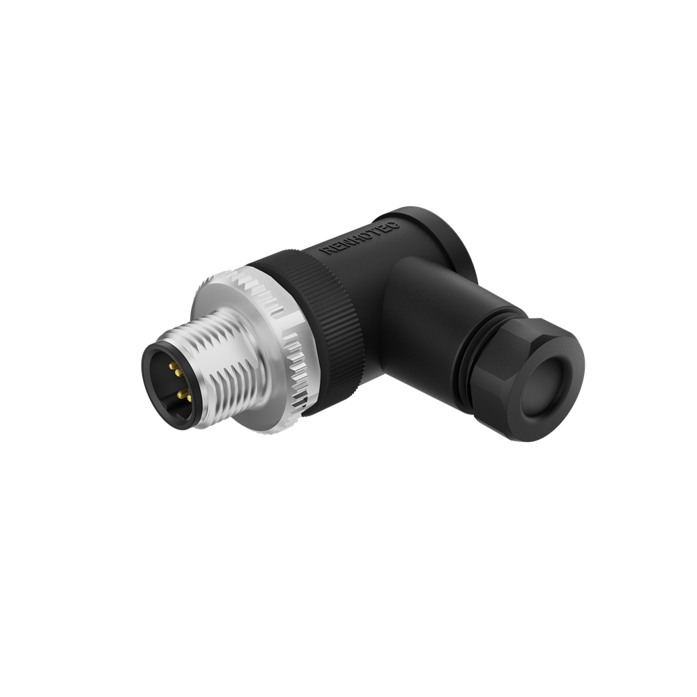 M12 4 Pin Male Right Angle Field Assembly Plug, D Code Screw Contacts ...